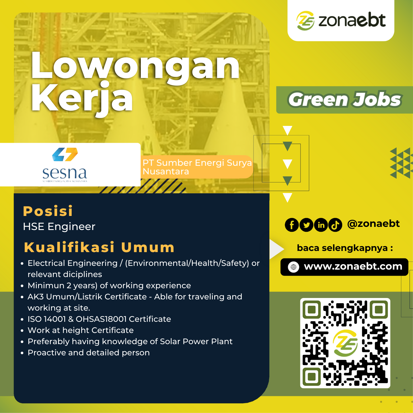 HSE ENGINEER Zonaebt HSE ENGINEER Zonaebt