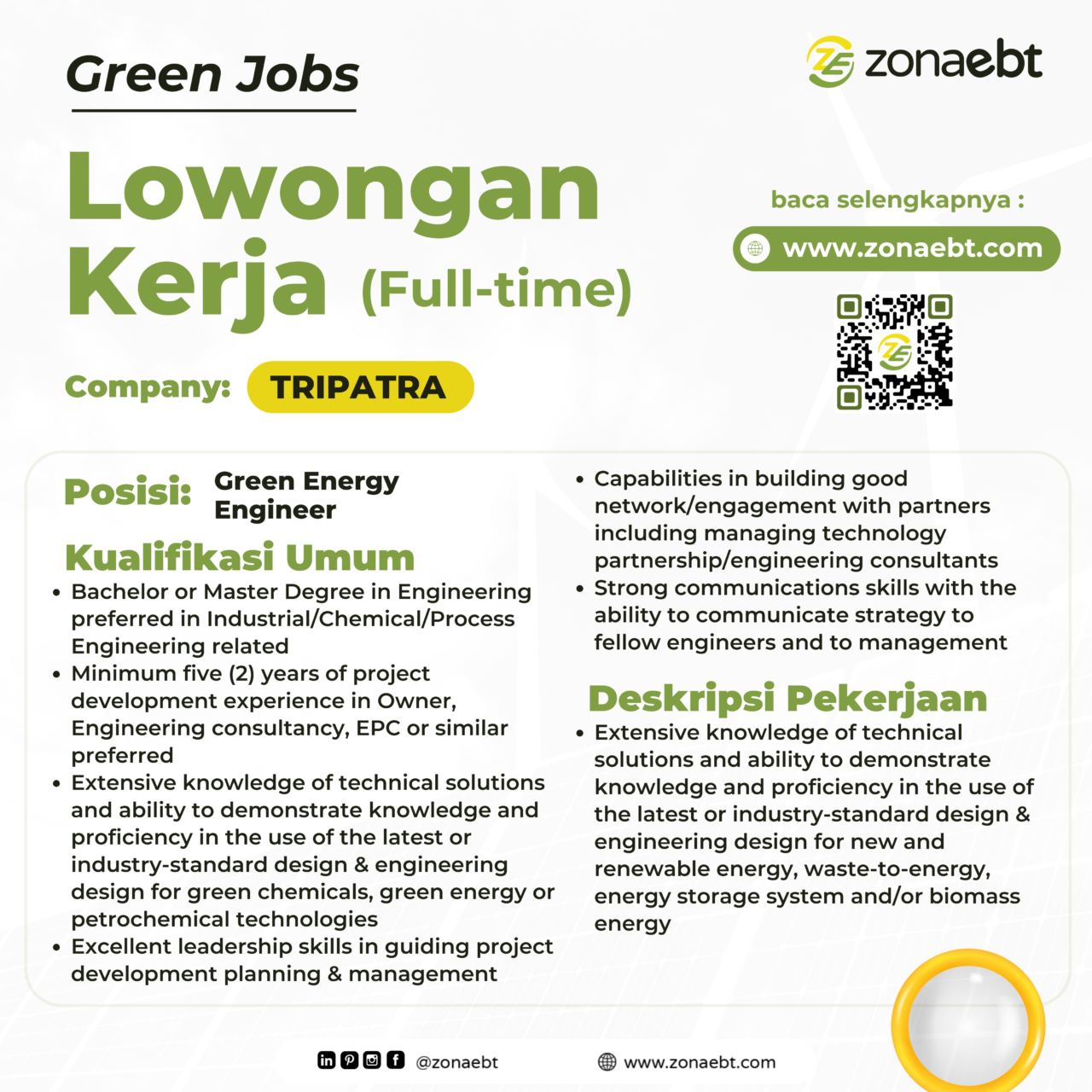 Green Energy Engineer - zonaebt.com